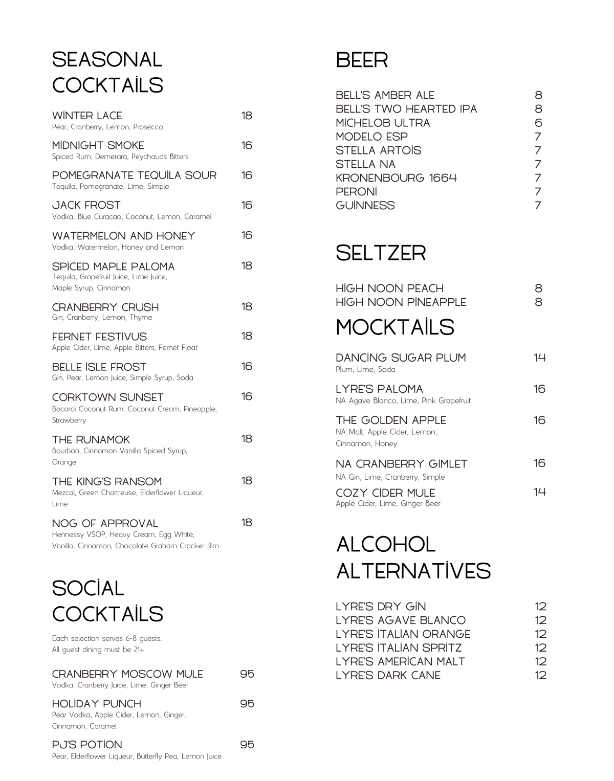 Our Menu - Cibo Detroit