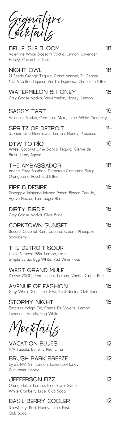 Our Menu - Cibo Detroit