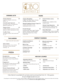 Our Menu - Cibo Detroit