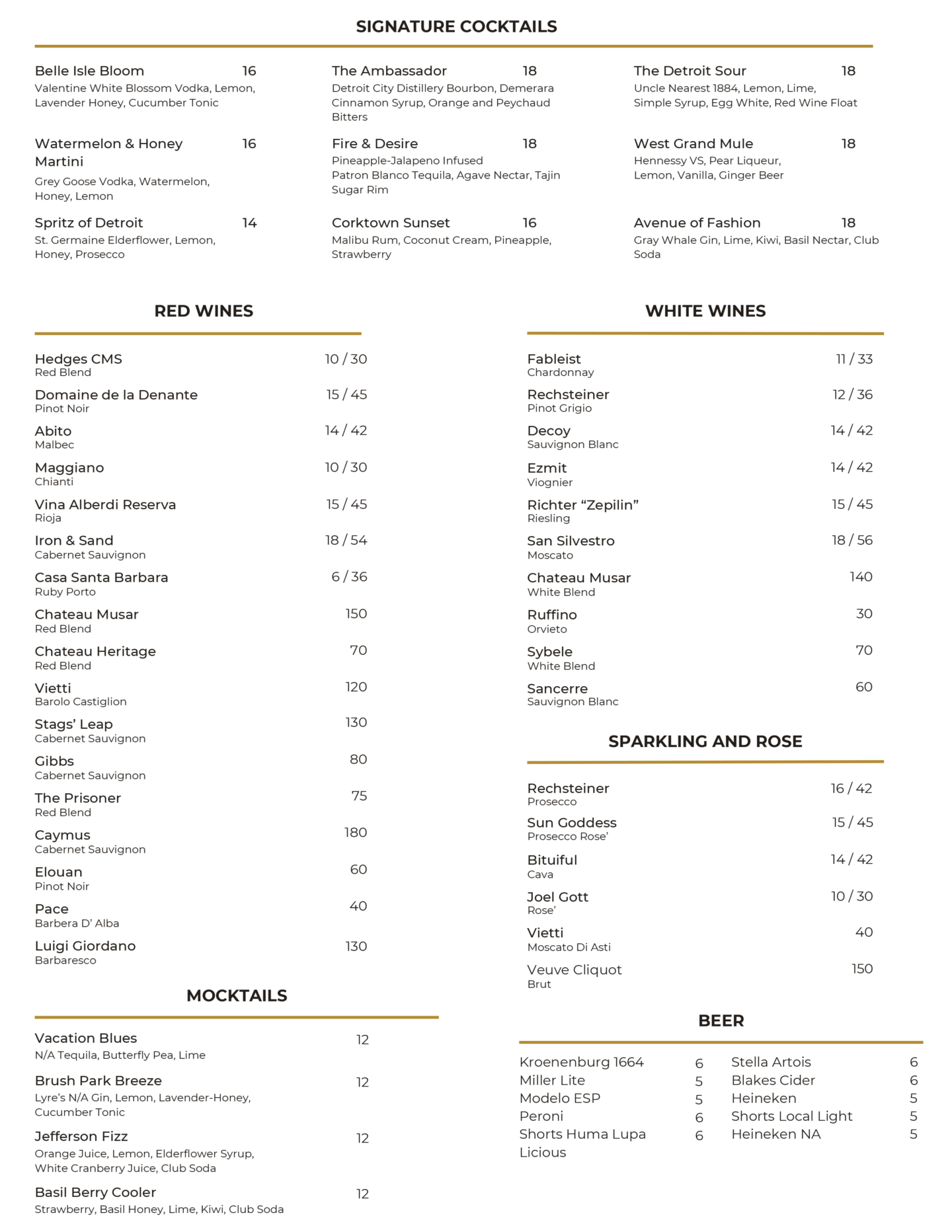 Our Menu - Cibo Detroit