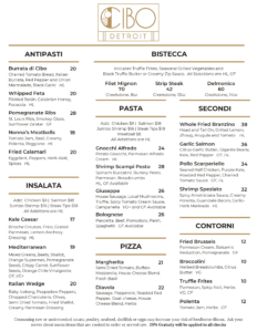 Our Menu - Cibo Detroit