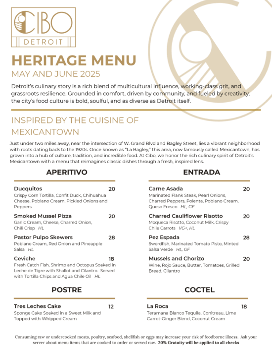 Our Menu - Cibo Detroit